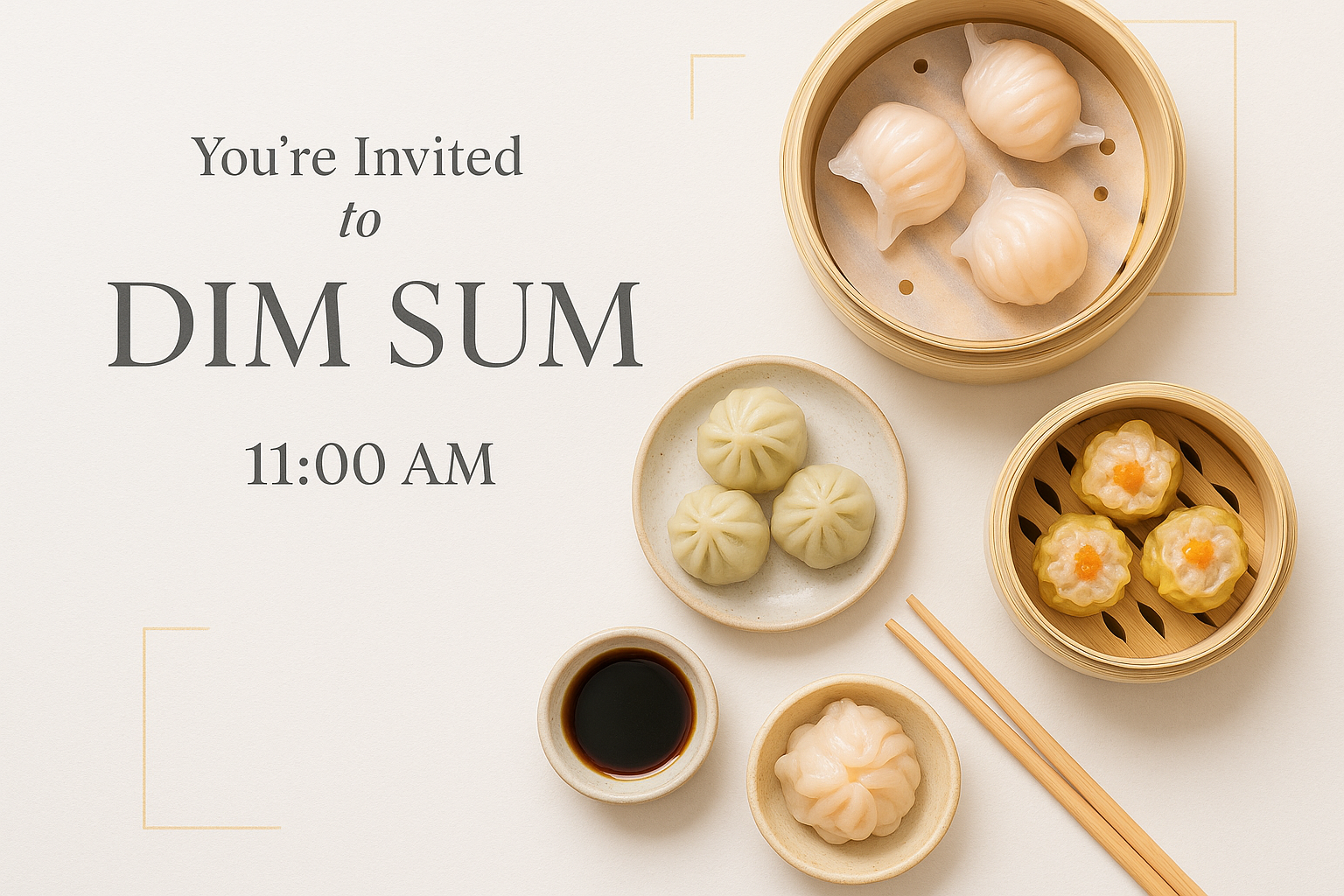 Modern and clean dim sum invitation design.... | AI-Generated Image ...